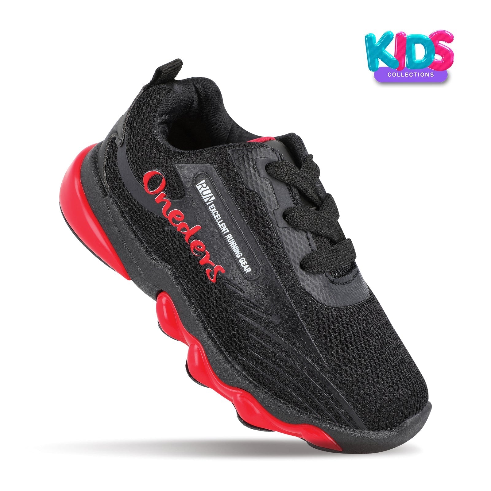 Walkaroo Kids Pull-on Sock Shoes - WK340 Black Red – Walkaroo Footwear
